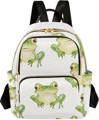 Mnsruu Mini sac à dos pour femme, motif grenouille verte, blanc, petit sac à dos tendance pour femme, sac à dos décontracté, Multi738, S