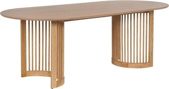 Vente-Unique Table &agrave; manger 8 personnes placage ch&ecirc;ne et bois dh&eacute;v&eacute;a - Naturel - NELIRAM