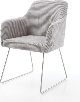 DELIFE Esszimmerstuhl Greg-Flex Cord Silbergrau Kufengestell Edelstahl Taschenfederkern, Esszimmerstühle