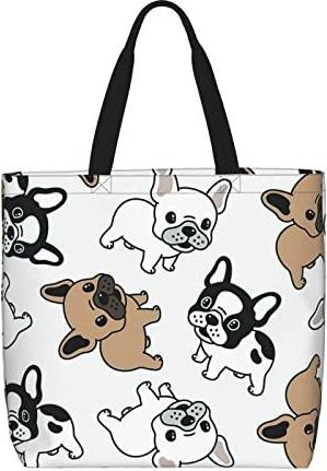 Generic Sac Fourre-Tout Bouledogue Fran&ccedil;ais Sac &Agrave; Provisions Pliable Personnaliser Sacs En Toile Pour Femmes, Pour Shopping, Filles, Burea, Femmes