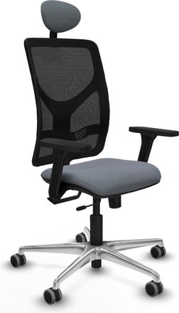 Piqueras y Crespo Sicherheitsstuhl mit 3D-Armen, h&ouml;henverstellbarer Lendenwirbelst&uuml;tze und festem Kopfteil, ausgestattet mit Syncro/Traslack und Schneideschaum, Schwarz