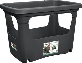 ELHO Elho Green Basics Stack & Grow 50 &Uuml;bertopf f&uuml;r Anzucht und Ernte im Freien, Schwarz, &Oslash; 50,9 x H 35,7 cm