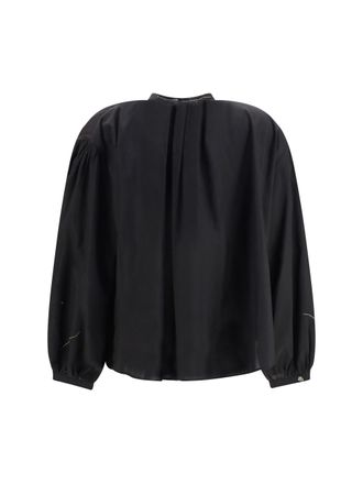 Forte_Forte Womens Shirt Fleurs Dorient Voile Black Cotton