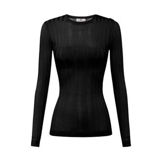 Elisabetta Franchi Femme, Pulls, Noir, Taille: 46 FR Blouse Noire Boutonn&eacute;e