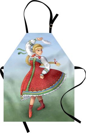 Abakuhaus Russisch Kochsch&uuml;rze, Slawische M&auml;dchen-Tanzen Zeichnung, Schmutz Fett abweichend waschbar Farbfester Digitaldruck, Mehrfarbig