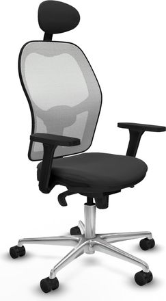 Piqueras y Crespo Arbeitsstuhl mit 3D-Armen, h&ouml;henverstellbarer Lendenwirbelst&uuml;tze und festem Kopfteil, ausgestattet mit Sincro 5 Positionen und injiziertem Schaumstoff