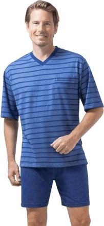 Hajo Herren Schlafanzug kurz - Klima Komfort - mit V-Ausschnitt, Ozean (681), 58 (3XL)