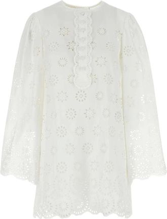 Chlo&eacute; Femme, Blouses et Chemises, Blanc, Taille: 36 FR Broderie Anglaise Mini Dress