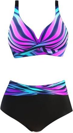 Generic Ensemble bikini pour femme &eacute;l&eacute;gant et sexy - Deux pi&egrave;ces - Col en V - Triangle - Push Up - Bikini de plage - Maillot de bain ventre plat - Bas de biki