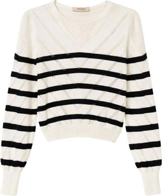 Twinset Femme, Pulls, Blanc, Taille: 38 FR Pull ray&eacute; &agrave; col rond
