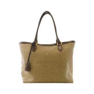 Prada Sac cabas Pre-owned Logo Jacquard - Femme - Pre-owned - Beige - Taille: ONE Size