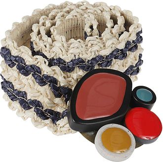 Exquisite J Striped Raffia Belt - Cream