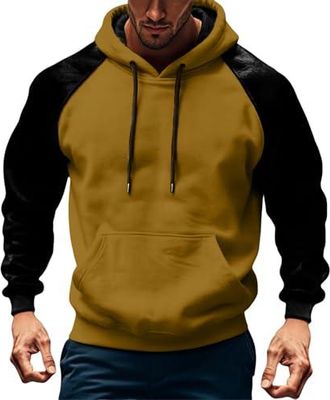 Generic Sweat &agrave; capuche surdimensionn&eacute; &agrave; manches longues avec imprim&eacute; animal, coupe d&eacute;contract&eacute;e pour homme, jaune, S