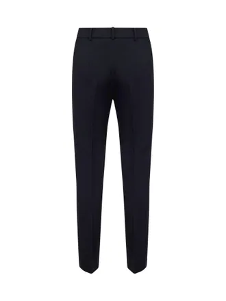 Max Mara Womens Navy Blue Stretch Wool Slim Trousers