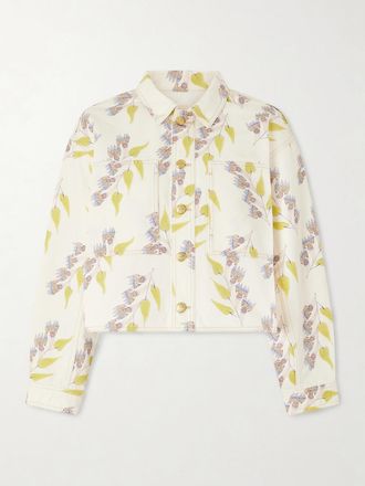 Ulla Johnson Bobbi Verk&uuml;rzte, Bedruckte Jeansjacke - Mehrfarbig