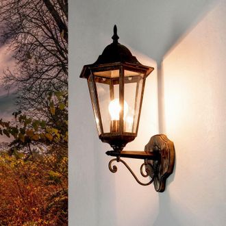 Licht-Erlebnisse Applique dext&eacute;rieur Bristol II cuivr&eacute;e au design r&eacute;tro en forme de lanterne de style rustique &eacute;tanche - Cuivre noir