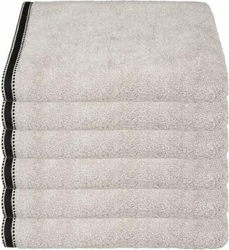 Atmosphera Lot de 6 Draps de bain en Coton Beige Lin tissu éponge 100 x 150 cm Atmosphera