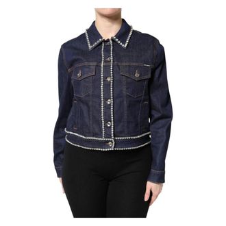 Dolce & Gabbana Denimjacke mit Kristallverzierung - - Jackets - Damen - Blau - L