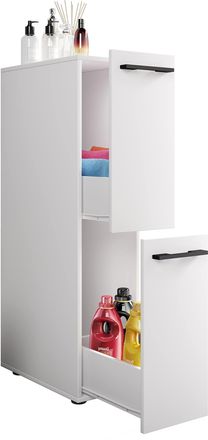 VCM Badmöbel Nischenschrank | Maße: H. 110 x B. 25 x T. 50 cm | 2Schubladen - Sadilo L Weiß