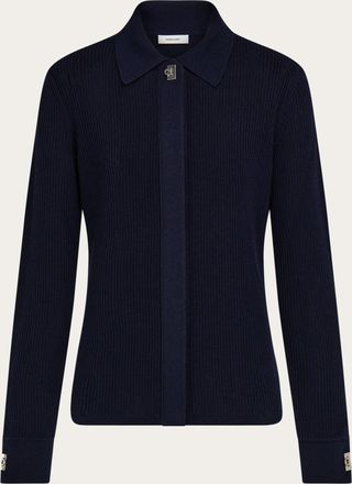 Ferragamo Damen Strickbluse Blau