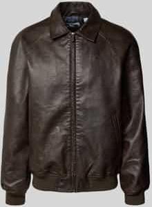 Karl Kani Bomberjacke in Leder-Optik mit Eingrifftaschen Modell Signature