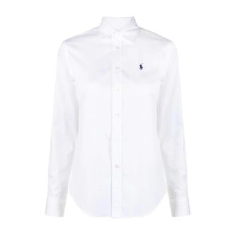 Polo Ralph Lauren Lang&auml;rmeliges Hemd mit Knopfleiste - - Blouses & Shirts - Damen - Wei&szlig; - M