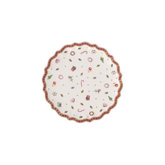 Villeroy & Boch Toys Delight Kleine Kuchenplatte auf Fuß, 21 cm, Premium Porzellan, Weiß/Rot