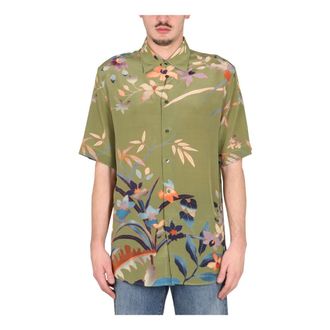 Etro Camicia SS Boxy Fit Overfit Stampa a Fiori - - Shirts - Herren - Gr&uuml;n - L