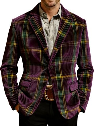 Generic OUMSHBI Karnevals Sakko Herren Slim Fit Glitzer Faschingskost&uuml;me Cord Blazer Herren Cardigan Offener Paillettenjacke Mit Kn&ouml;pfen Langarm Revers Anzugj