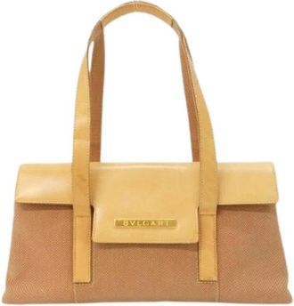 Bulgari Sac bandouli&egrave;re en toile et cuir Pre-owned - Femme - Pre-owned - Orange - Taille: ONE Size