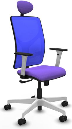 Piqueras y Crespo B&uuml;rostuhl mit wei&szlig;en und schwarzen Armlehnen, h&ouml;henverstellbarer Lendenwirbelst&uuml;tze und festem Kopfteil, ausgestattet mit 3 Positionen, Blau/Lila