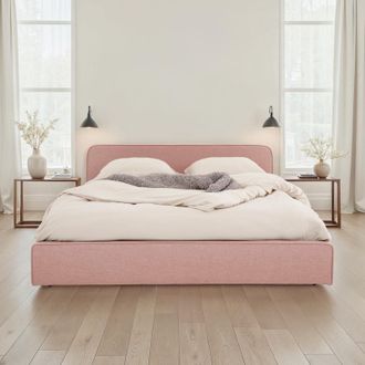 IDIMEX Polsterbett MARINI Doppelbett 140x200 cm in Altrosa - Bett gepolstert mit Lattenrost, modernes Design & stabiles Holzgestell mit Kunststofffüßen