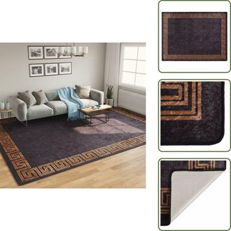 vidaXL Vidaxl - Teppich Waschbar Schwarz und Golden 400x300 cm Rutschfest - Samt Teppich - Wohnteppich - Flurmatte - Schlafzimmerteppich - Schwarzer Teppich