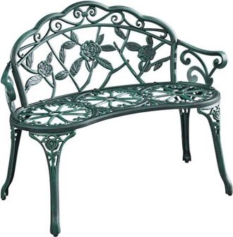 Yaheetech Banc de Jardin Ext&eacute;rieur Mobilier de Jardin en Aluminium Si&egrave;ge de Parc 99,5 x 57 x 78,5cm Vert