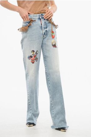 Dsquared2 Roadie Fit HIPPIE Denims with Suede Fringes 22cm size 38