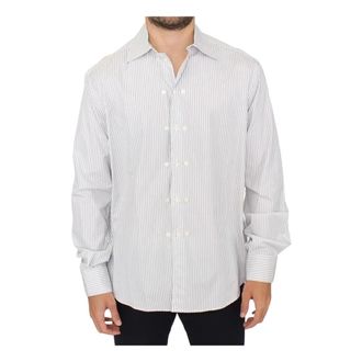 Ermanno Scervino Homme, Chemises, Blanc, Taille: L Chemise D&eacute;contract&eacute;e &agrave; Rayures Blanches et Grises