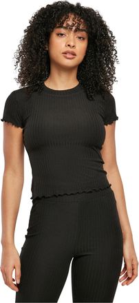 Urban Classics Damen Ladies Short Rib Tee T Shirt, Schwarz, L EU