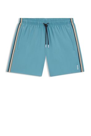 BOSS Herren Iconic Badeshorts mit Signature-Streifen und Logo Hellblau XXL