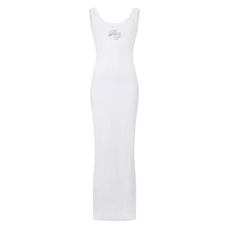 Philipp Plein Femme, Robes, Blanc, Taille: 40 FR Maxi Tank Dress Signature