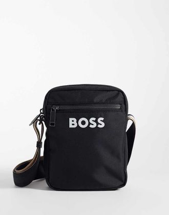 Boss Orange by Hugo Boss BOSS Catch Umh&auml;ngetasche mit Logo und Rei&szlig;verschluss in Schwarz