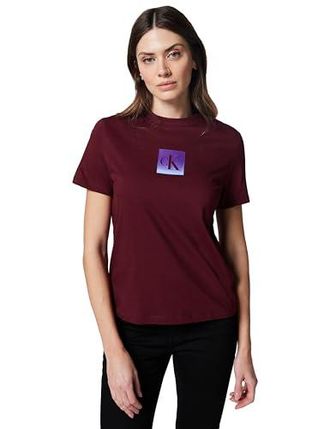 Calvin Klein T-Shirt Manches Courtes Femme Classic Fit Tee en Coton, Rouge (Deep Rouge), XL