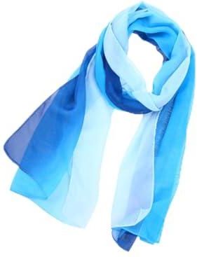 Frcolor &Eacute;charpe Mousseline Femme L&eacute;g&egrave;re D&eacute;grad&eacute; Bleu Blanc Foulard &Eacute;l&eacute;gant Multifonction pour Plage et Occasions Formelles
