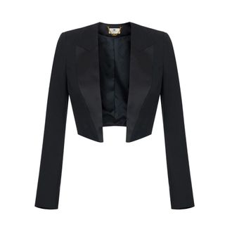 Elisabetta Franchi Smoking-Blazer aus Gabardine - - Jackets - Damen - Schwarzk - L
