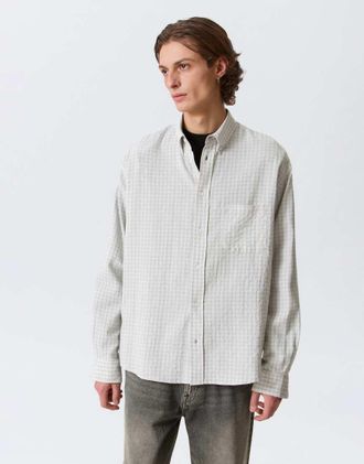 Weekday Chemise ample en cr&eacute;pon &agrave; carreaux et manches longues - Gris