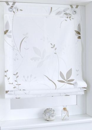 Kutti Heimtextilien &Ouml;senrollo Raffrollo Dandelion Weiss Natur Taupe Breite 60 x H&ouml;he 140 cm