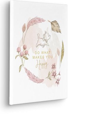 Komar Keilrahmenbild - Disney Aristocats Do What Makes You Happy - Größe: 30 x 40 cm - Leinwandbild, Kinderzimmer, Beige,Rosa