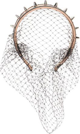 Red Valentino Femme, Accessoires, Beige, Taille: ONE Size Serre-t&ecirc;te en cuir avec clous