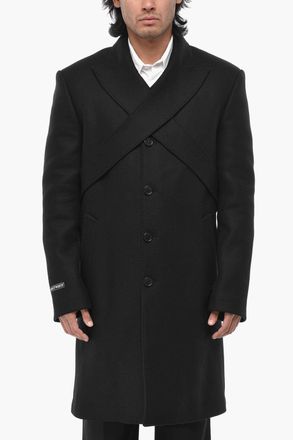 Off-white Mantel aus Wollmischung STICKER COLLAR mit Spitzrevers Off-White