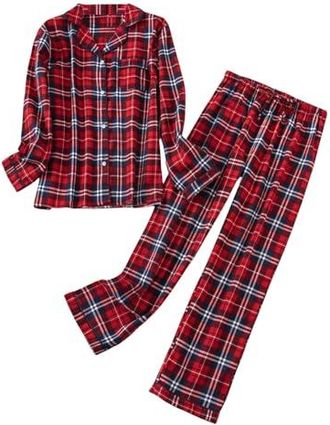 Generic Ensemble de pyjama pour femme en coton - Pyjama dhiver tendance gaufr&eacute; de couleur unie, haut &agrave; col rond et pantalon long, sweats &agrave; capuche doux avec p