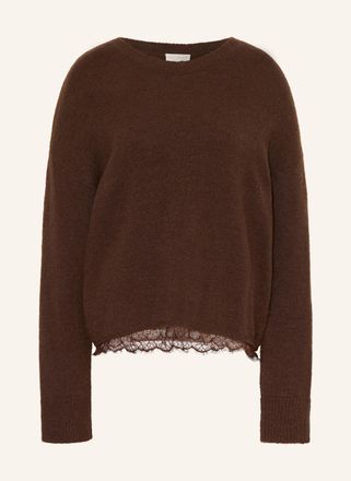 Milano Milano Italy Pullover Mit Spitze braun